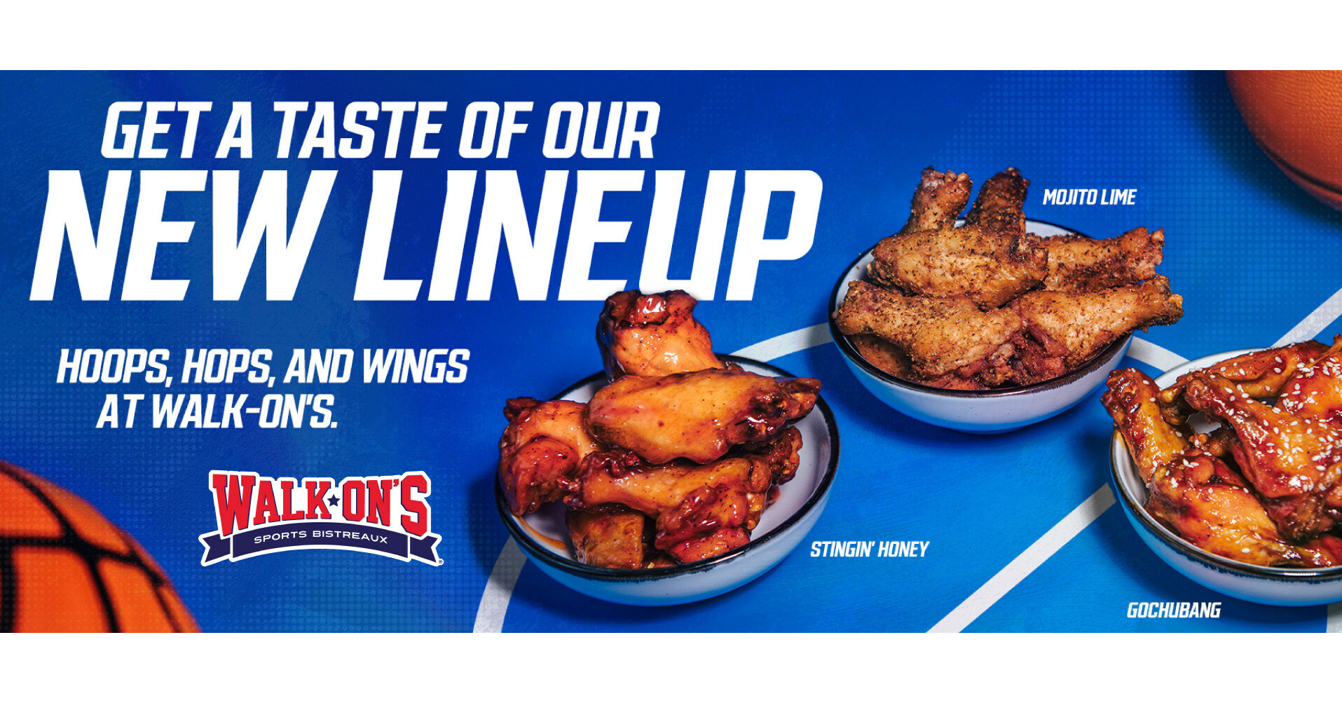 WALK-ON'S SPORTS BISTREAUX ADDS THREE NEW ZESTY WING FLAVORS TO ITS MENU