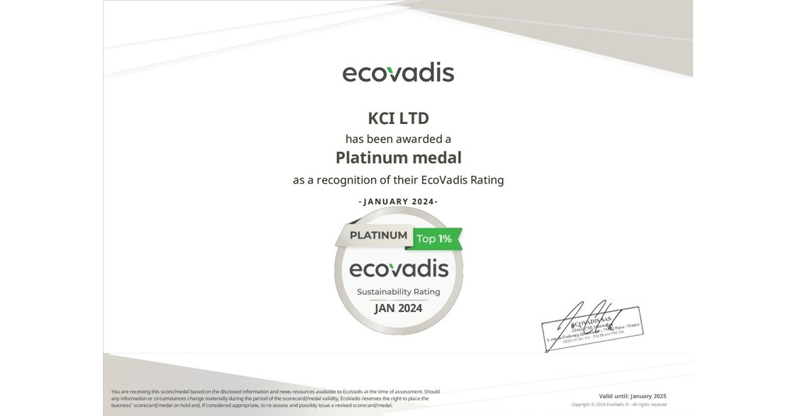 KCI, a subsidiary of Samyang Group, won 'Platinum Medal' in EcoVadis ...