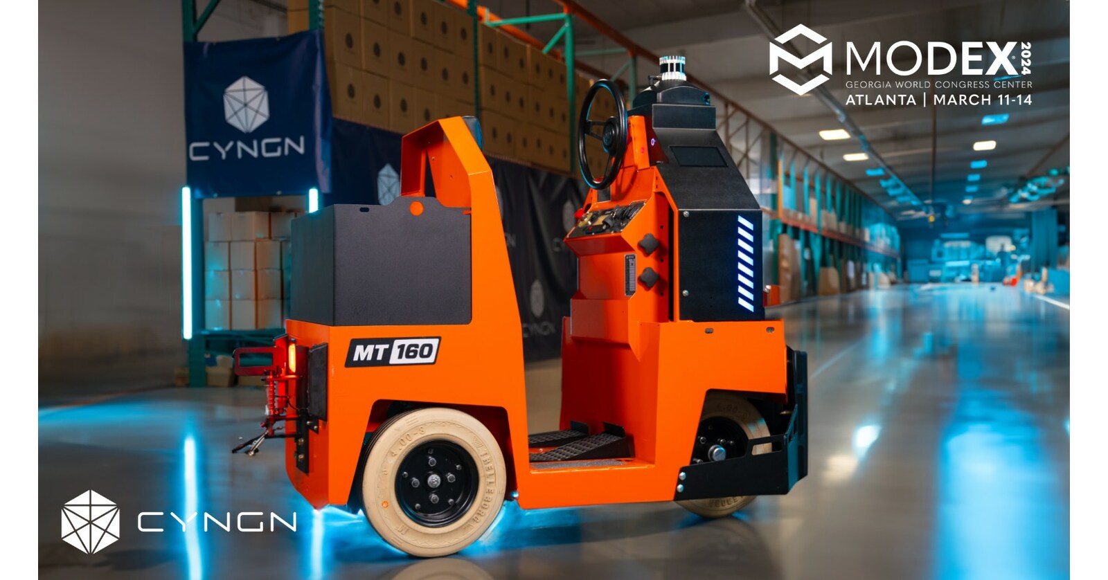 Cyngn to Attend MODEX 2024 with Motrec, Showcasing DriveMod Tugger