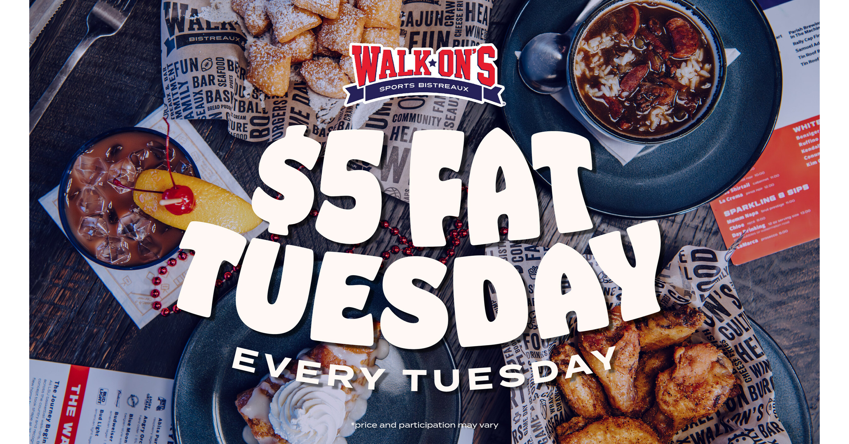 IT'S BACK! WALK-ON'S SPORTS BISTREAUX EXTENDS "EVERY TUESDAY IS FAT ...