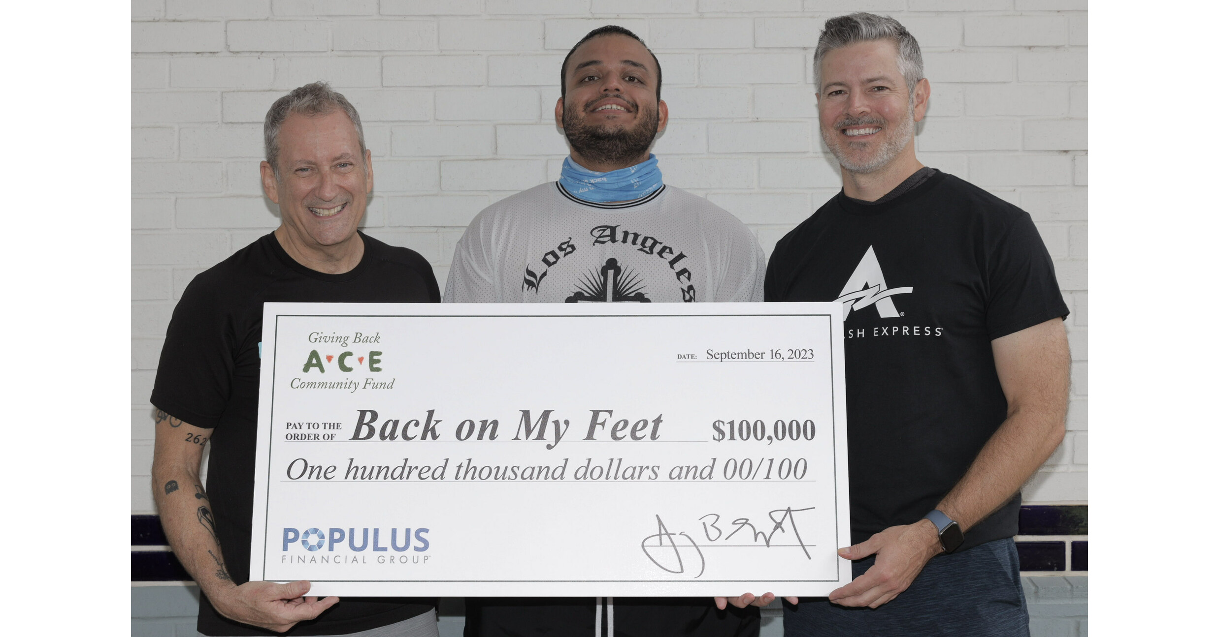 Populus Financial Group Supports Back on My Feet by Donating $100,000