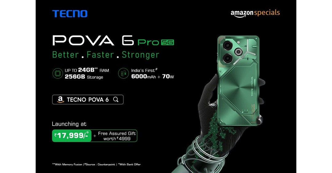 India's First 6000mAh Battery with 70W Charging Phone: POVA 6 Pro ...