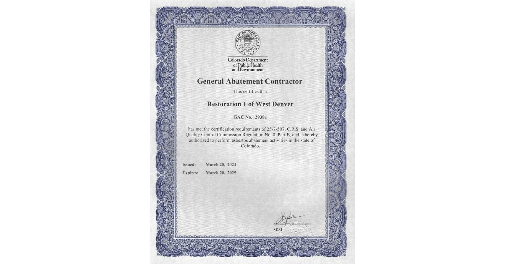 Colorado Department Of Public Health & Environment Awards General ...