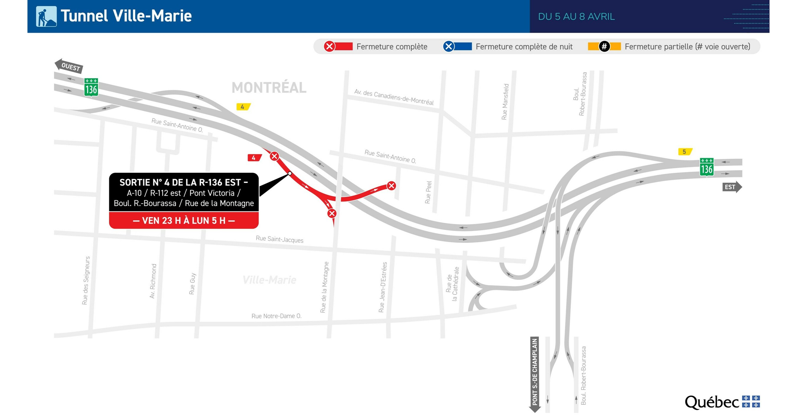 Réfection majeure des tunnels Ville-Marie et Viger - Fermeture de la ...