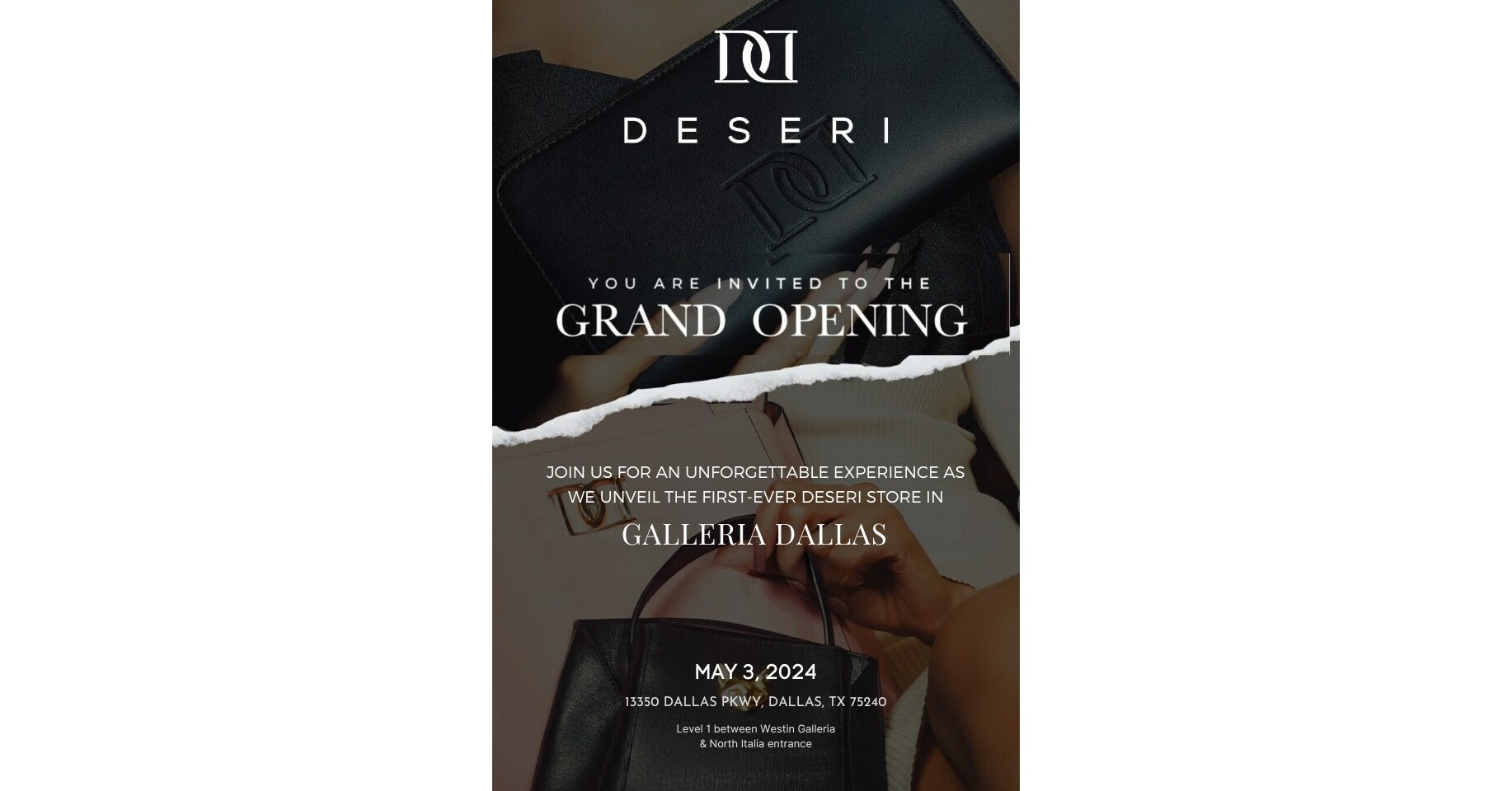 DESERI TO OPEN FIRST POP-UP STORE AT GALLERIA DALLAS