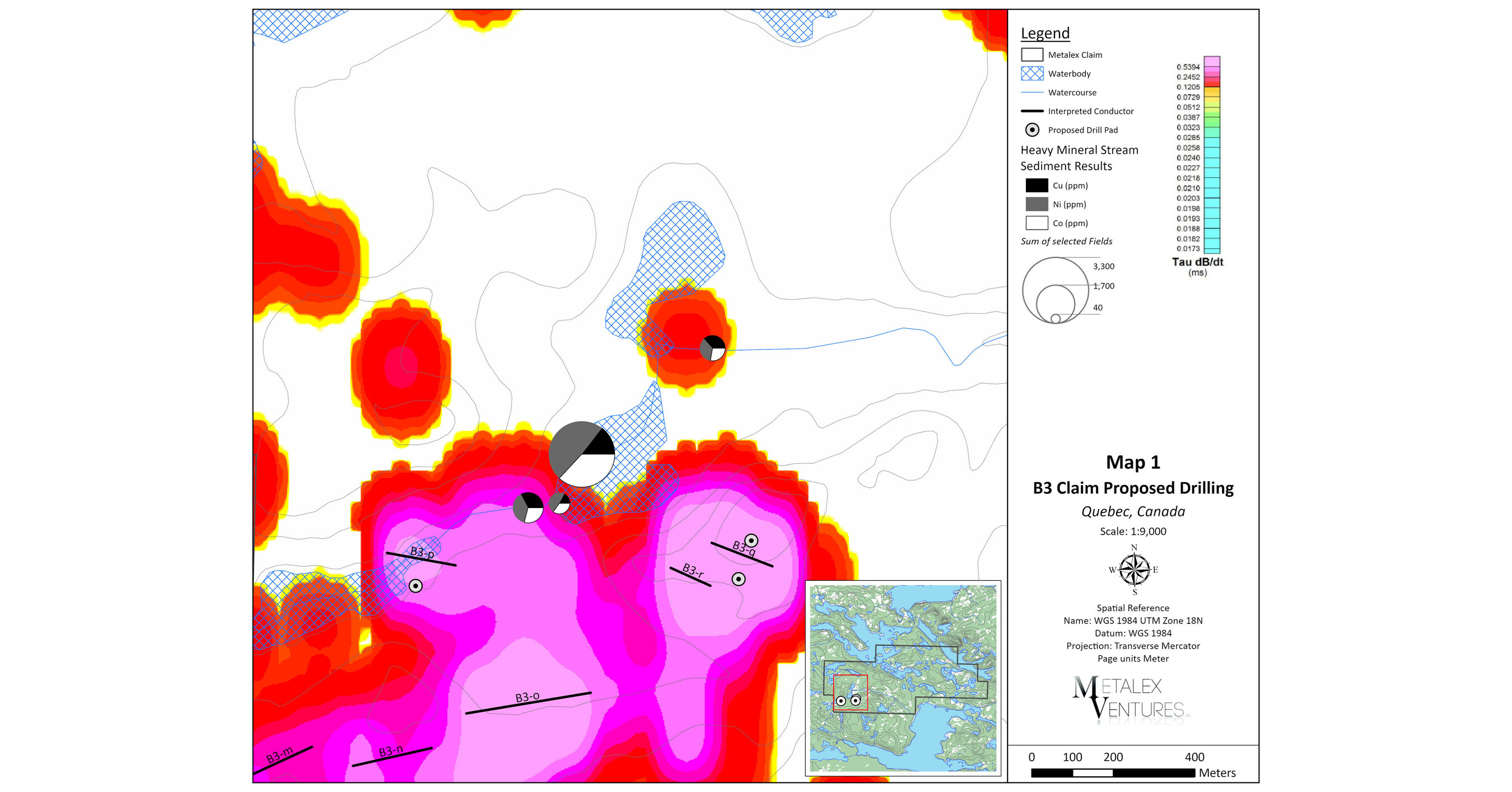 METALEX ANNOUNCES COPPER-NICKEL-COBALT DRILL TARGETS AT B3 CLAIM BLOCK IN QUEBEC