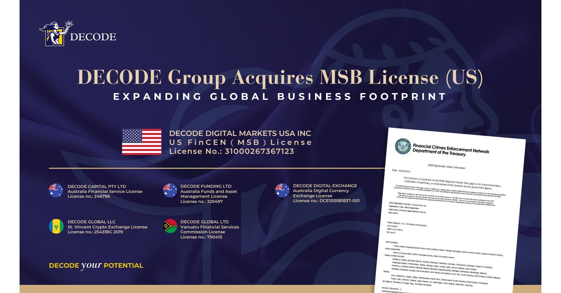 DECODE Group Successfully Secures U.S. Financial Services License ...