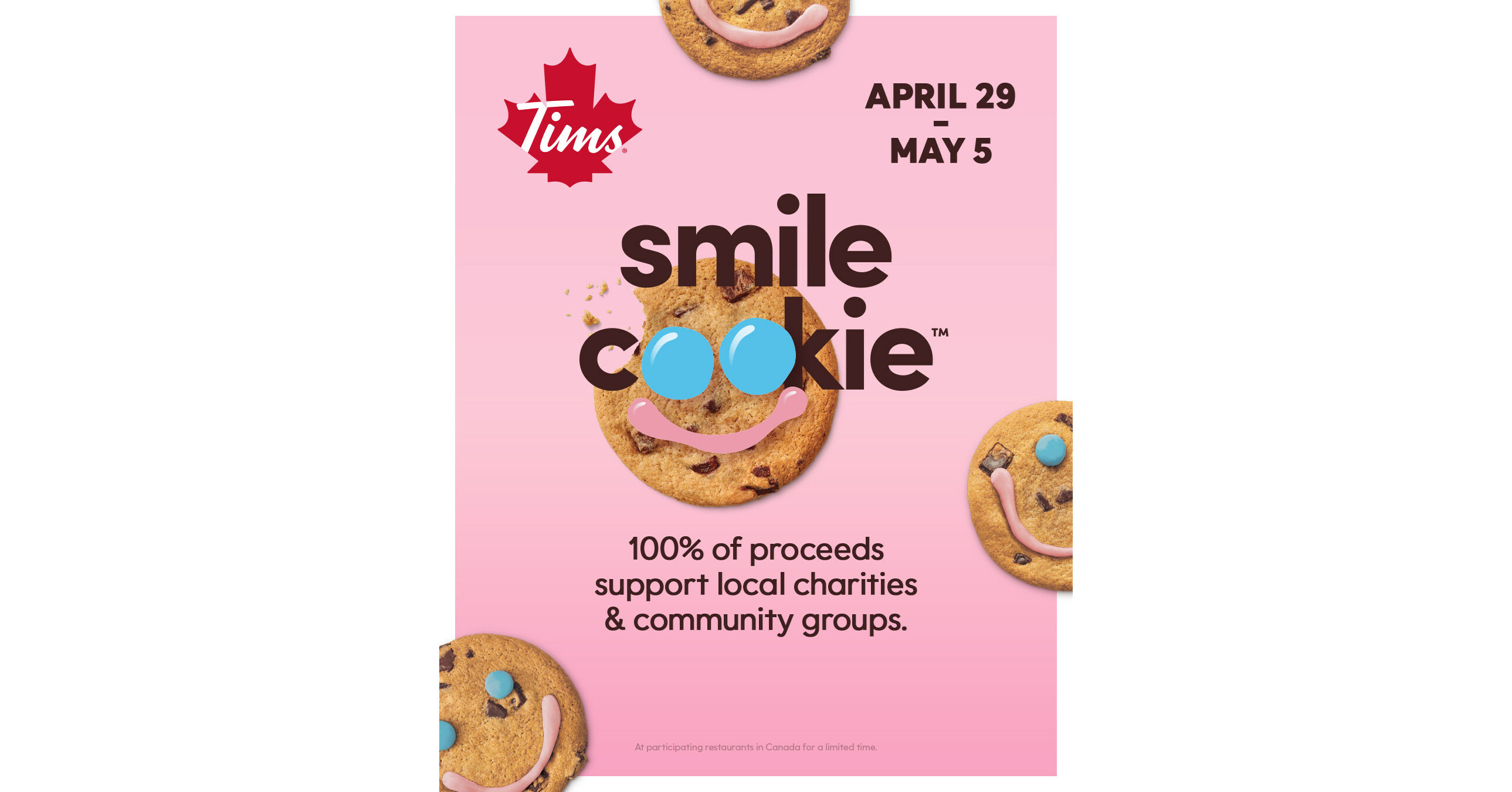 Tim Hortons week-long Smile Cookie campaign returns TODAY with 100% of ...