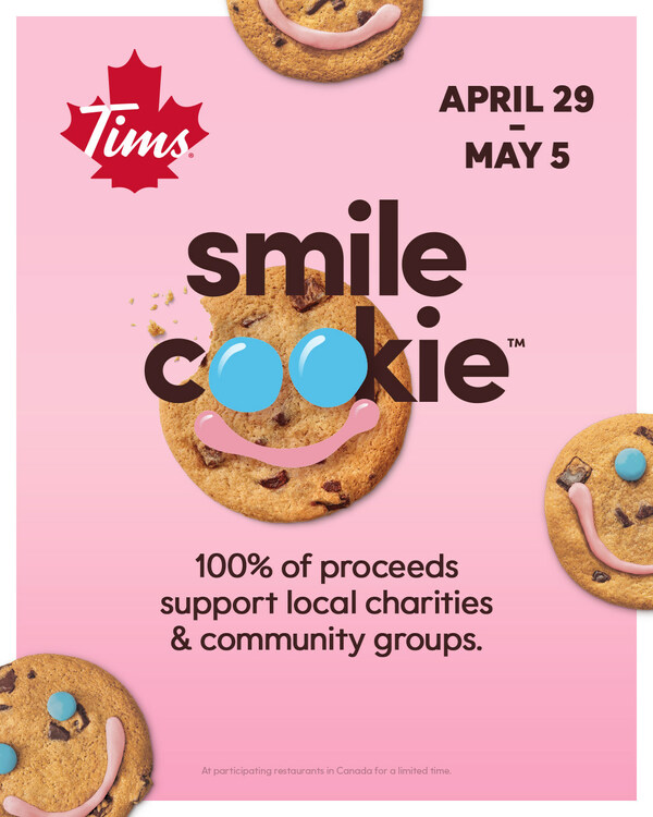 Tim Hortons week-long Smile Cookie campaign returns TODAY with 100% of ...