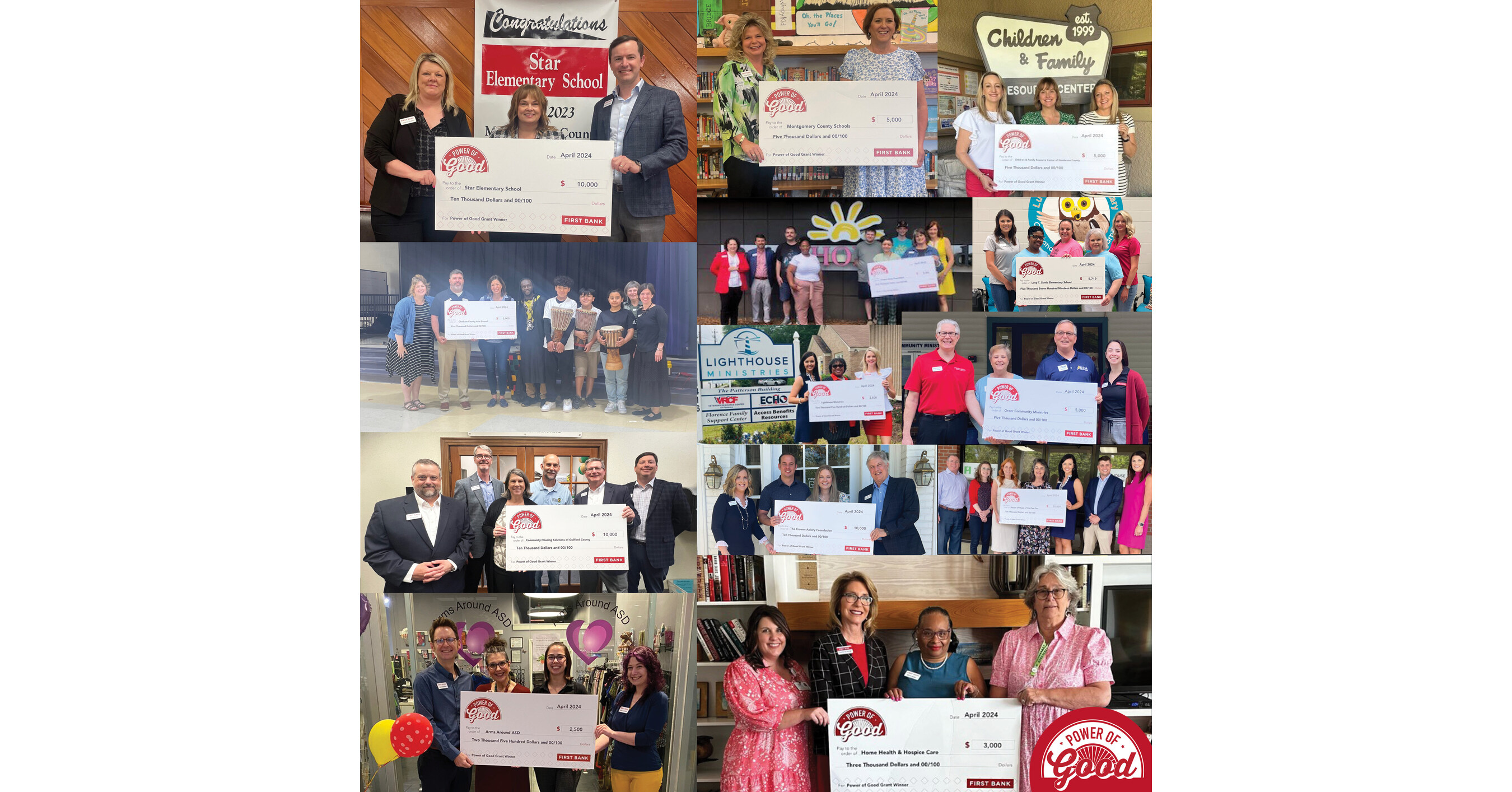 FIRST BANK AWARDS $130,000 IN GRANTS TO LOCAL ORGANIZATIONS