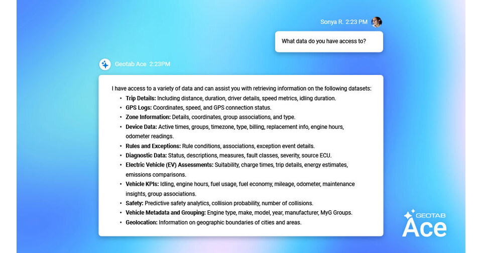 Geotab Ace Generative AI Assistant Kicks off Early Adopter Program with Enhanced Capabilities
