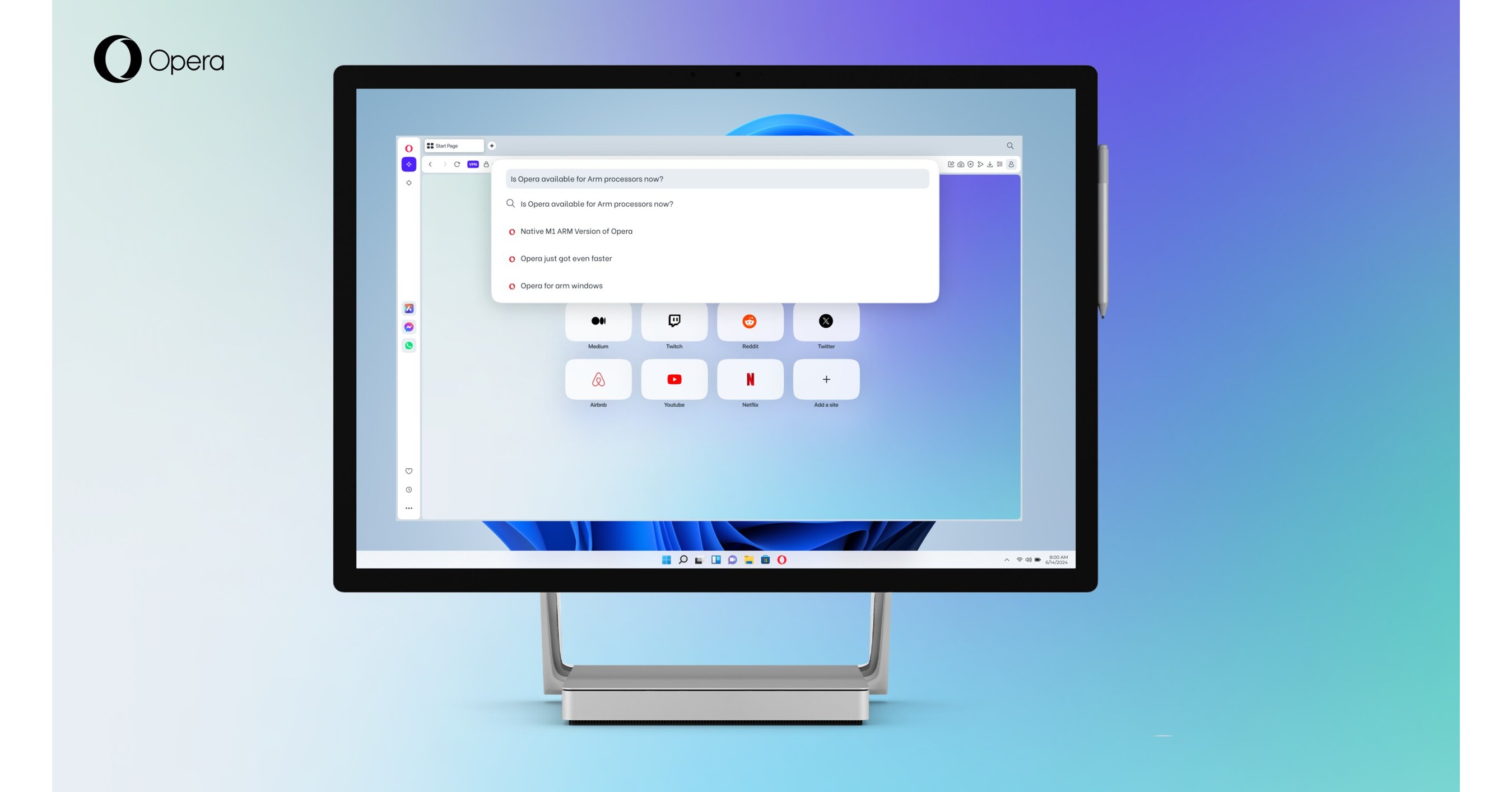 Opera goes native for Windows on Arm