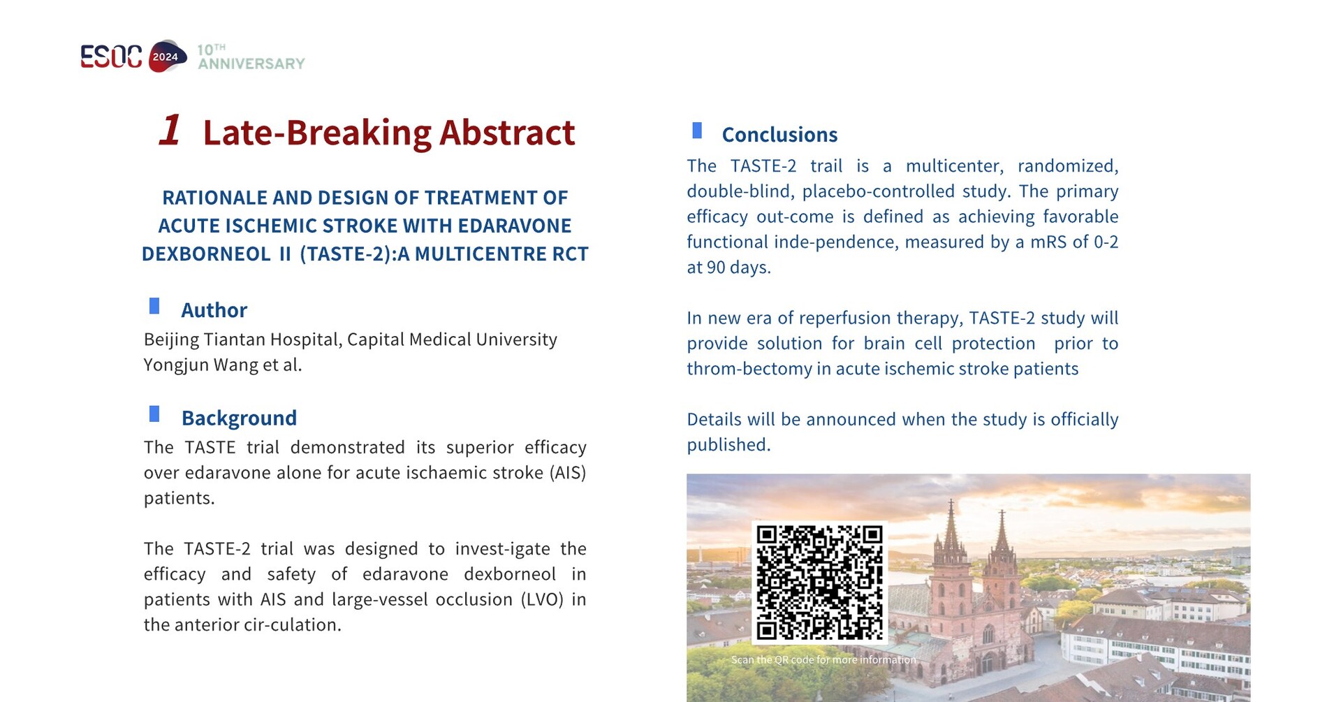 Simcere Phar-maceuticals Presented Six Studies on Sanbexin® at ESOC 2024