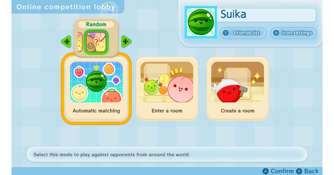 Compete online with players from around the world in Suika Game!