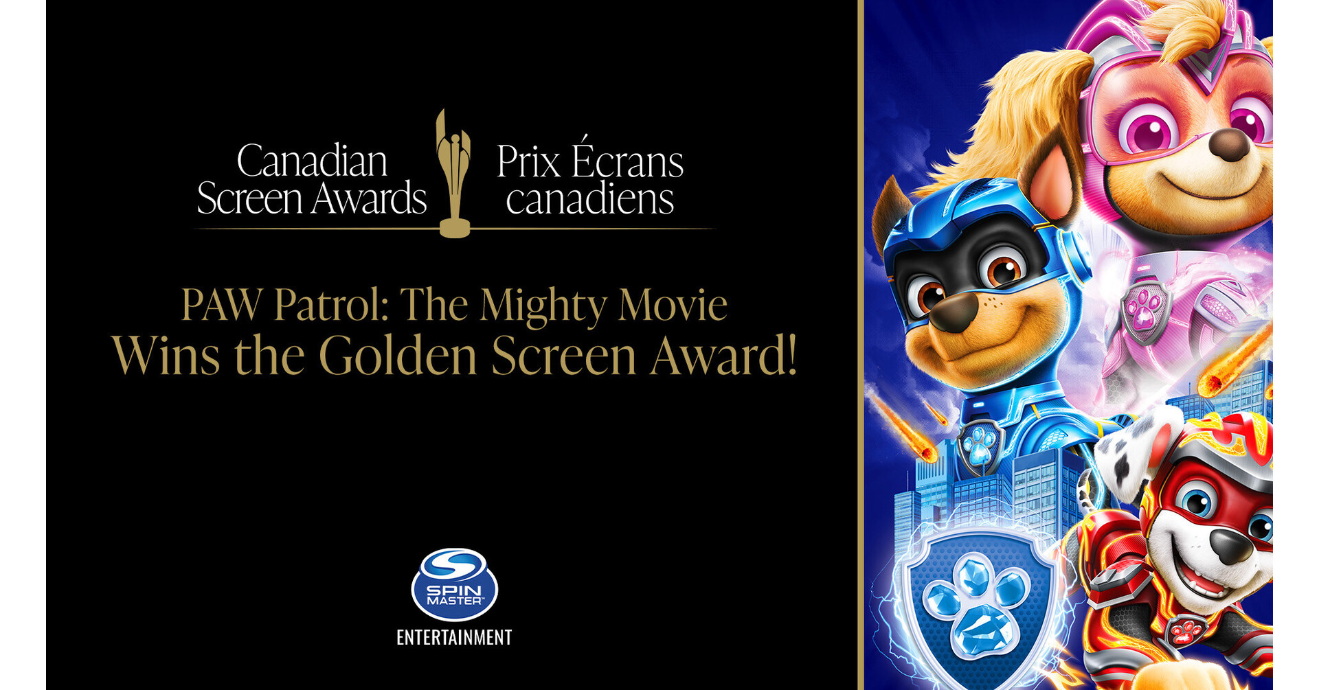 PAW Patrol: The Mighty Movie™ Wins the Golden Screen Award, Presented ...