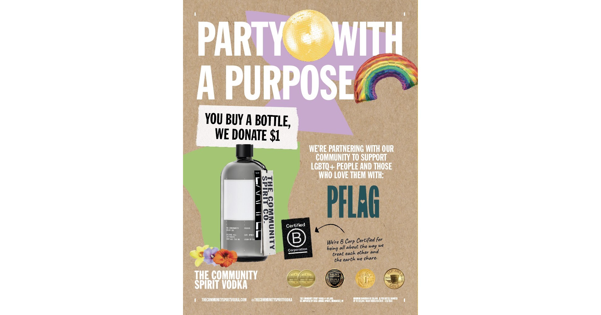 THE COMMUNITY SPIRIT VODKA PARTNERS WITH PFLAG TO SUPPORT PRIDE