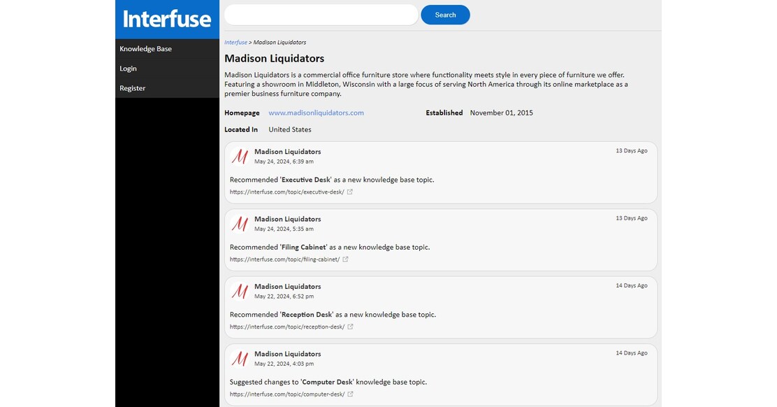 Interfuse Improves its Support for User Profiles and Knowledge Base