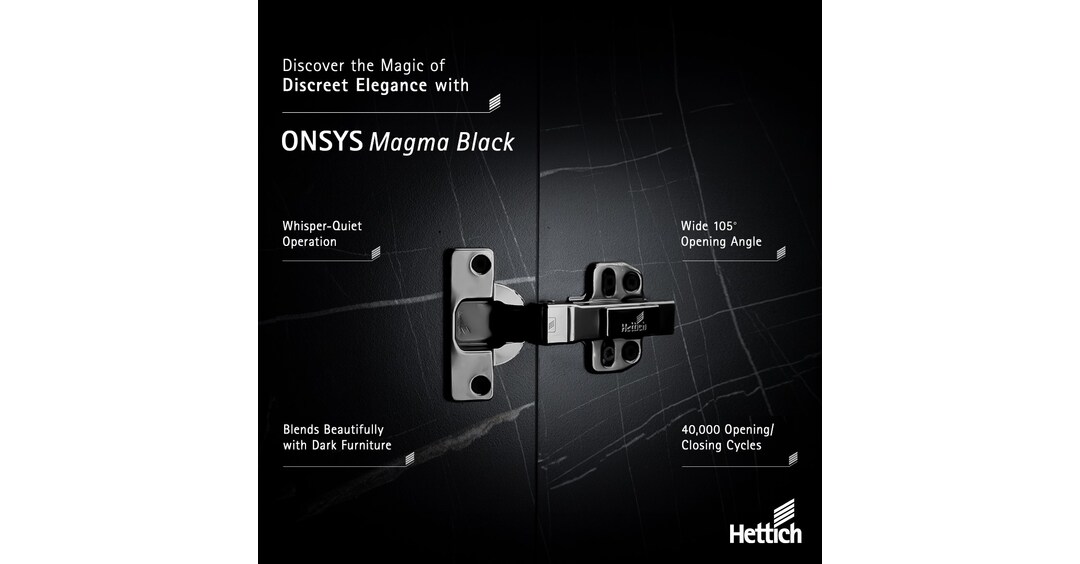 Hettich Launches Onsys Magma Black Hinge for Dark-Wood Furniture