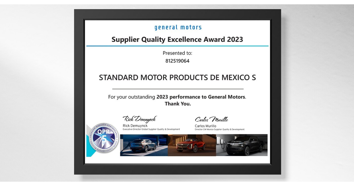 Standard Motor Products Receives General Motors Supplier Quality ...