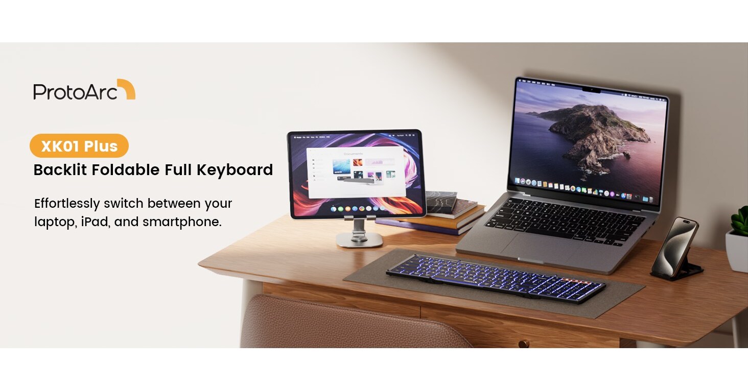 ProtoArc unveils XK01 Plus: a full-size backlit foldable keyboard for ...