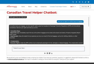 Cheap Flights Canada Launches Canadian Travel Helper AI Chatbot to Assist Travellers