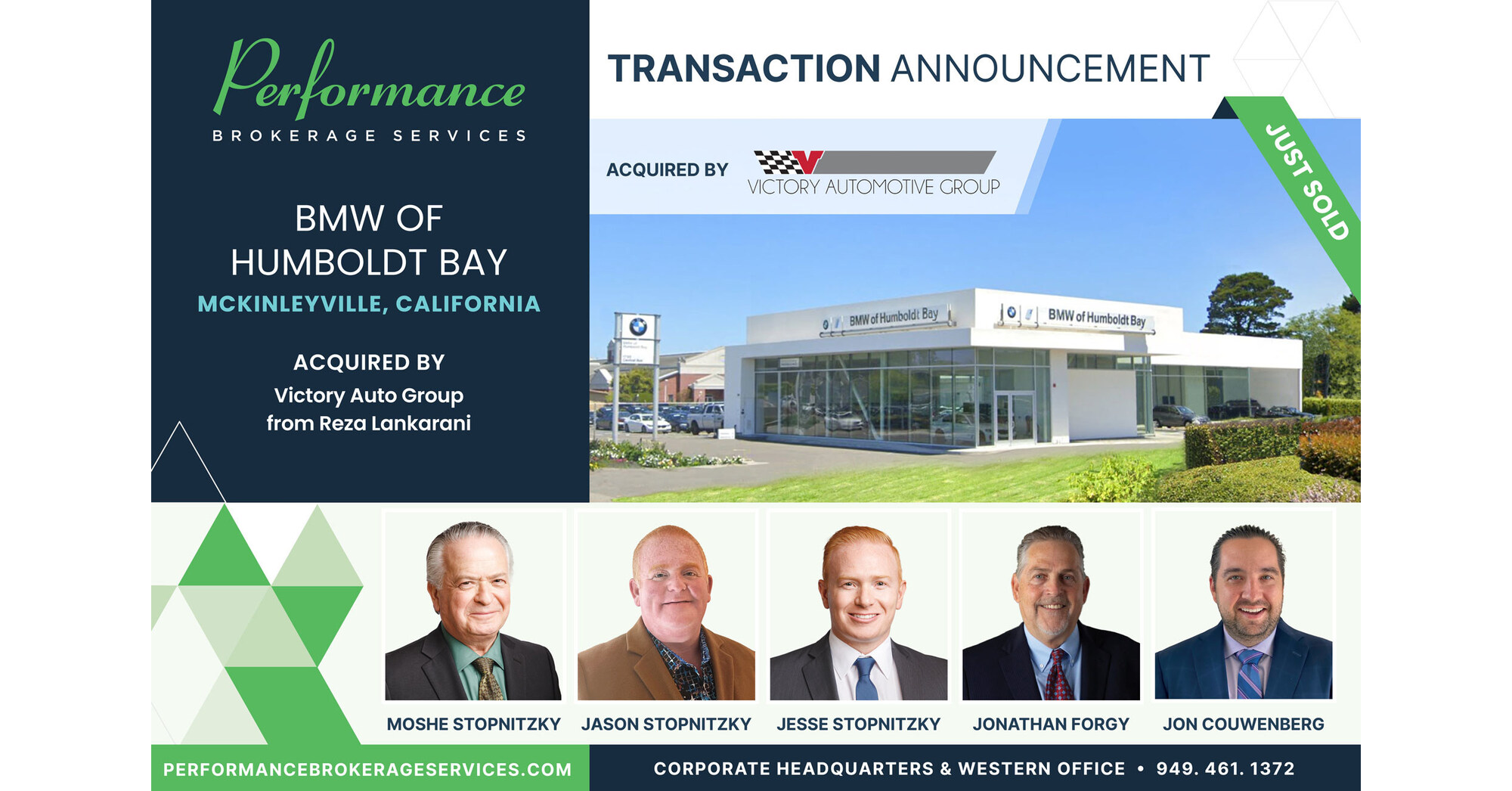 Performance Brokerage Services Advises on the Sale of BMW of Humboldt ...