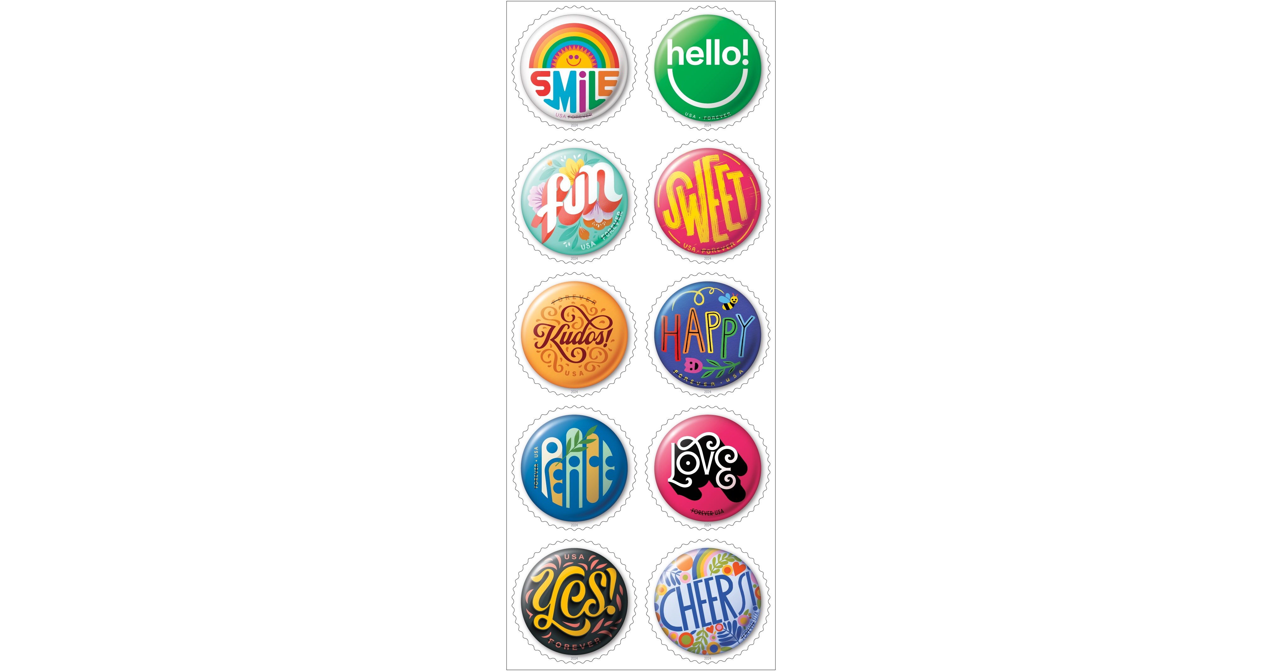 Cheery, Whimsical Pinback Buttons Stamps Bring Playful Touch to Cards ...