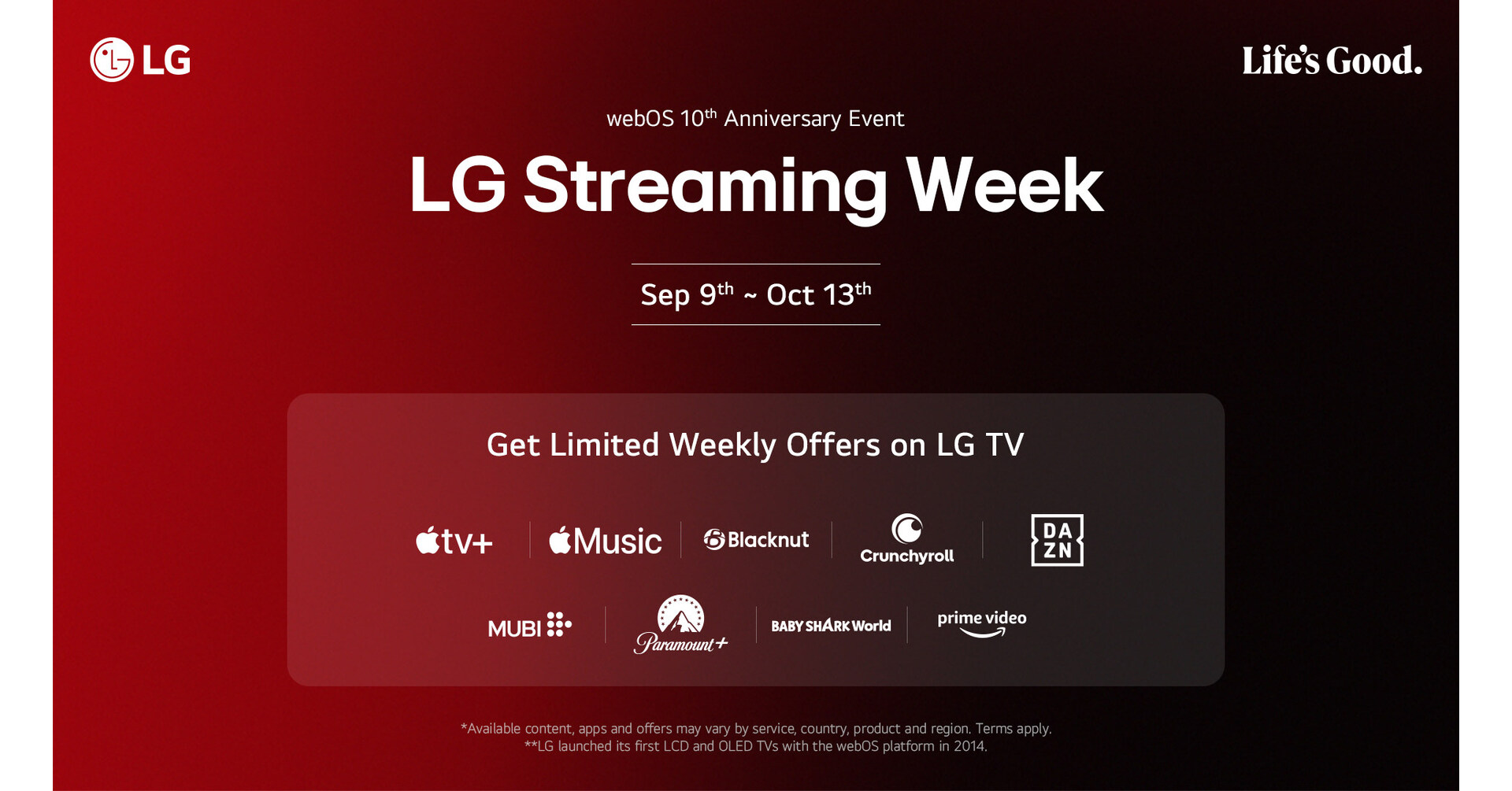 LG STREAMING WEEK MARKS THE CELEBRATION OF A DECADE OF WEBOS