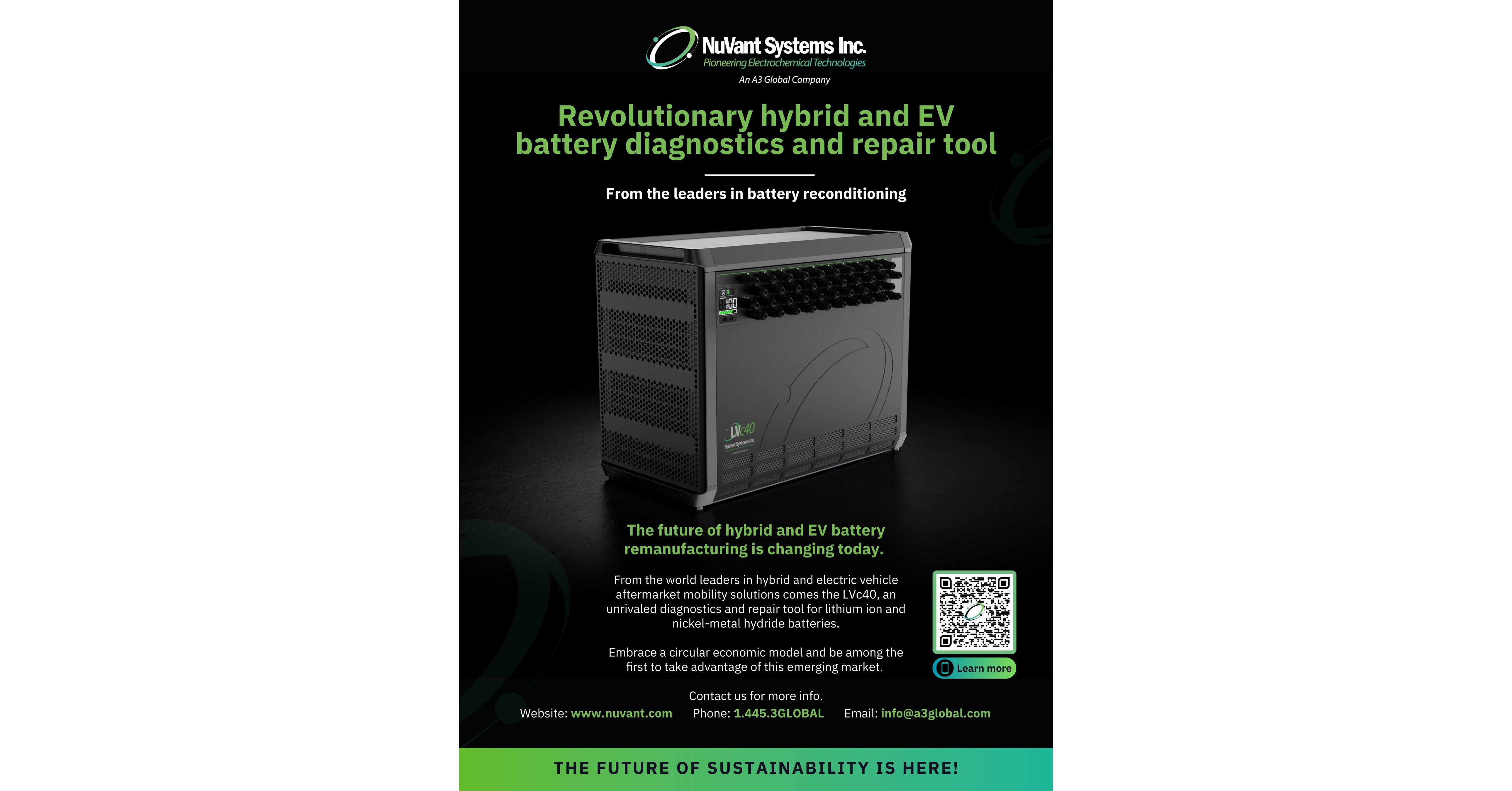 NuVant Systems Launches the LVc-40 Hybrid and EV Battery Tool