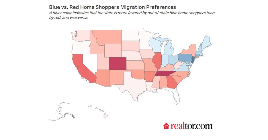 Realtor.com® Analysis Finds Nine States Could Potentially Become Bluer ...