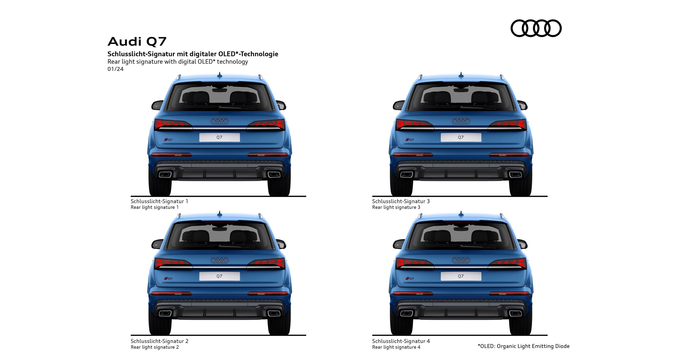 2024 Audi Q7 SUV Features Digital OLED Rear Light Panels produced by ...