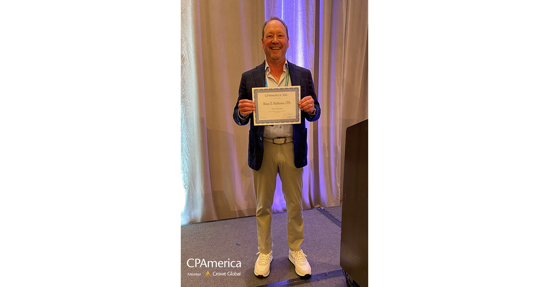 Brian Malthouse, CPA, earns CPAmerica Member Emeritus status