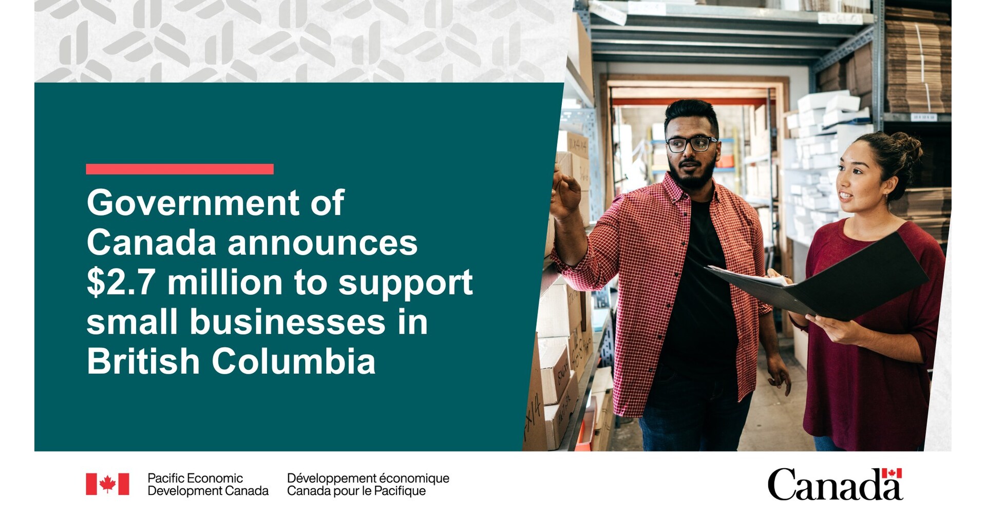 Government of Canada announces $2.7 million to support small businesses ...