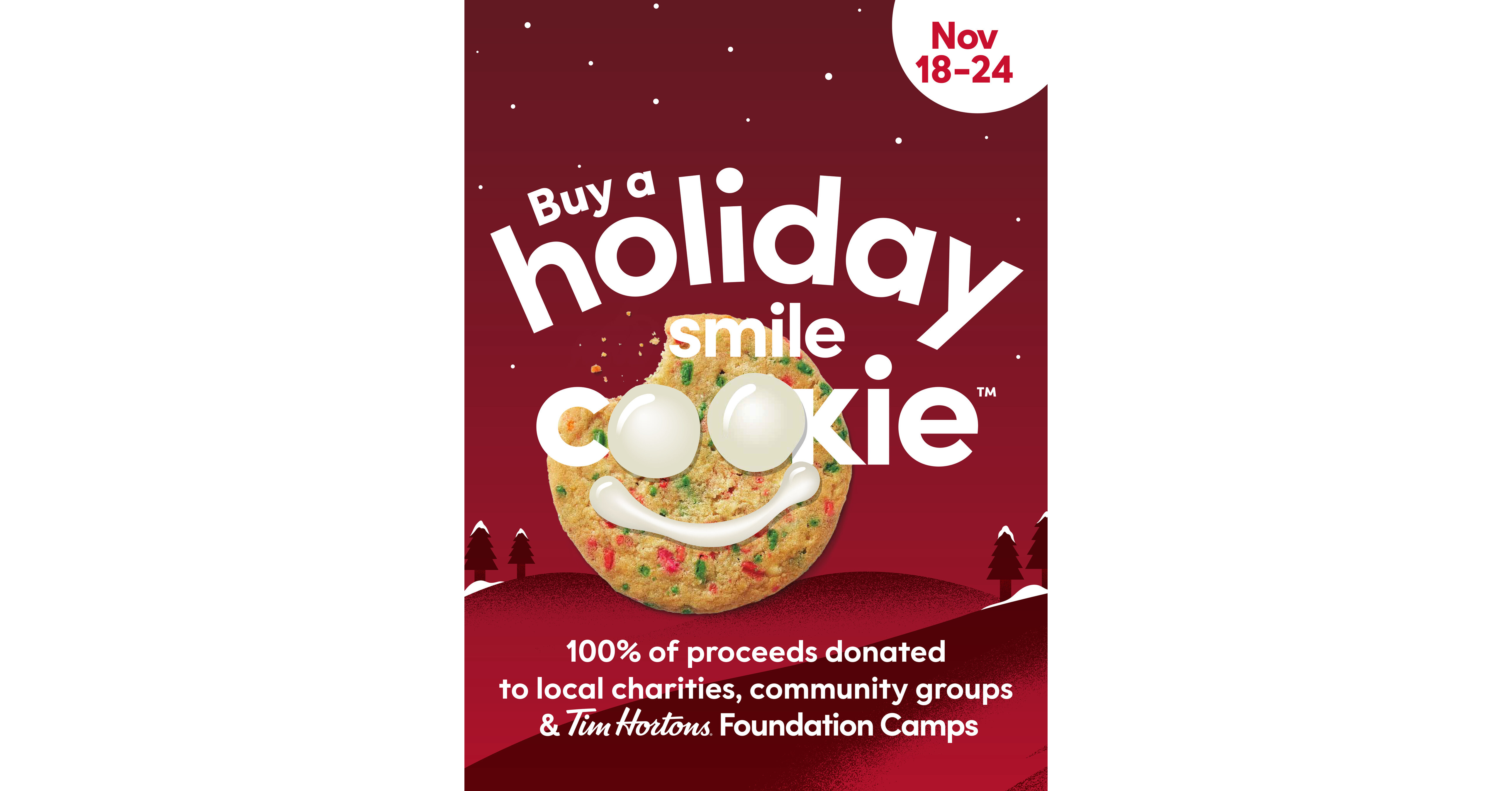 Tim Hortons Holiday Smile Cookie campaign returns Nov. 18-24 with 100% ...