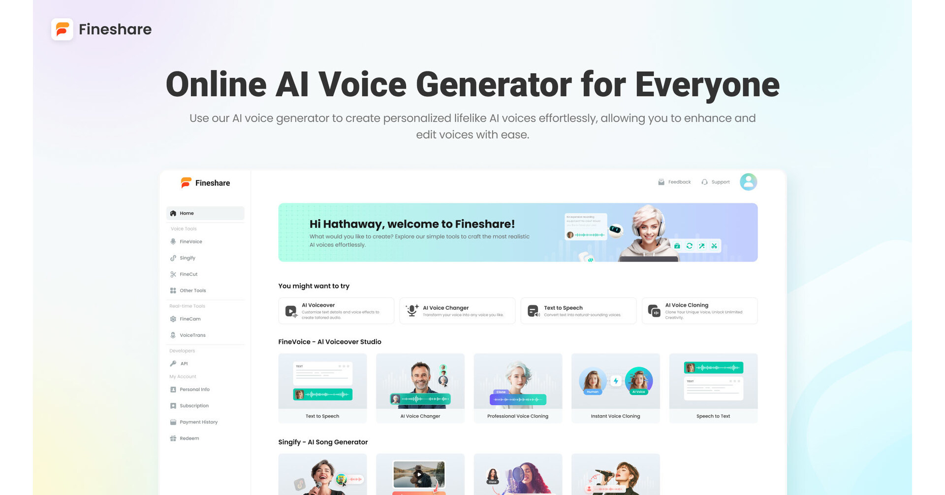 Fineshare New Upgrade: Easily Generate Ideal AI Voices and Songs In ...