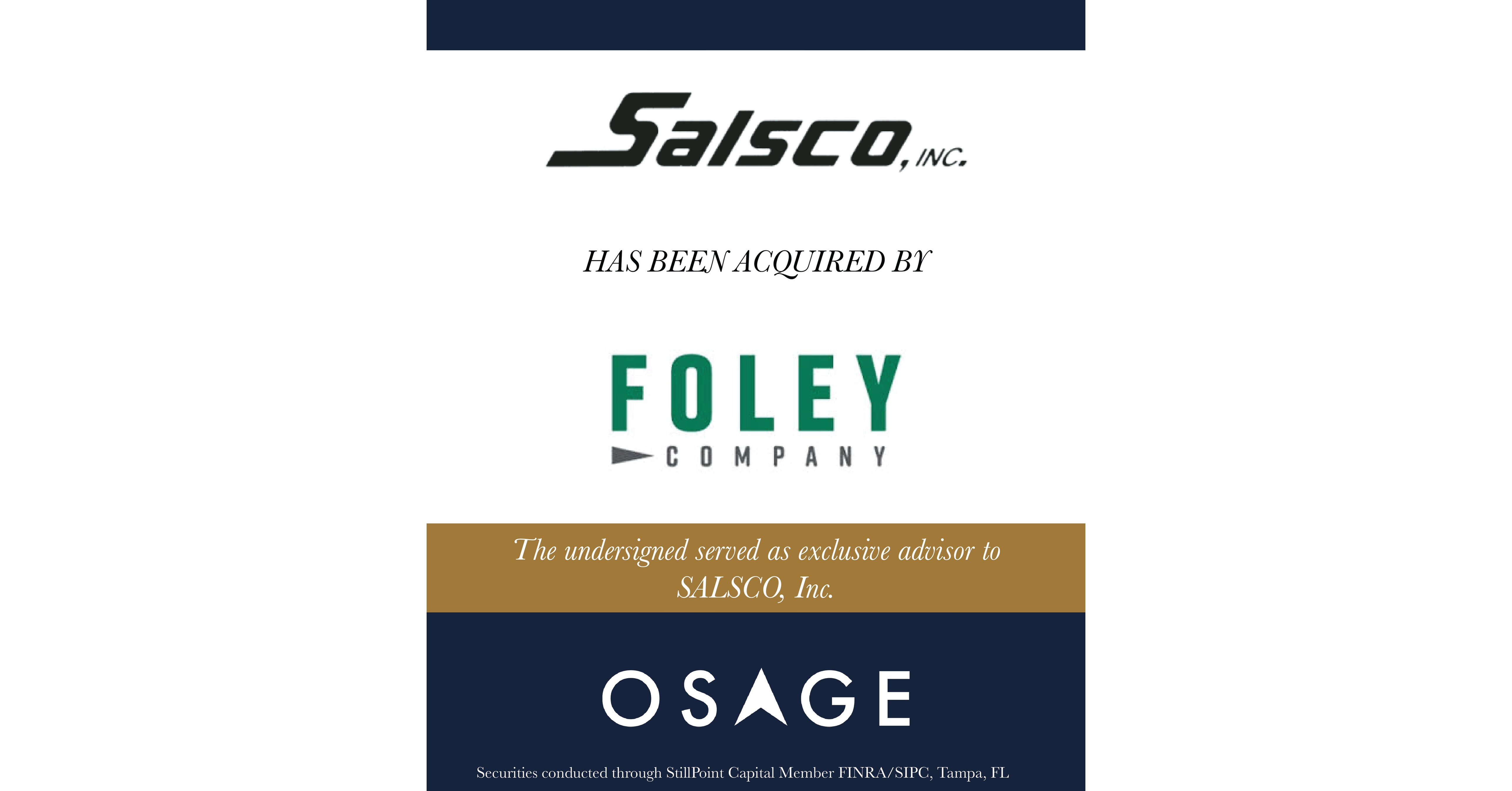 Osage Advisors Advises SALSCO, Inc. in its Acquisition by Foley Company