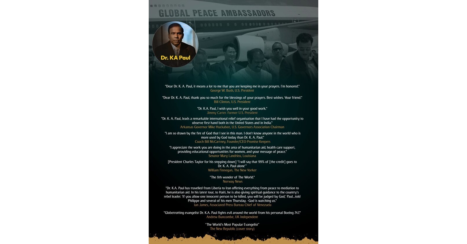 Dr. KA Paul Returns to America to Inspire Peace and Unity at Global ...