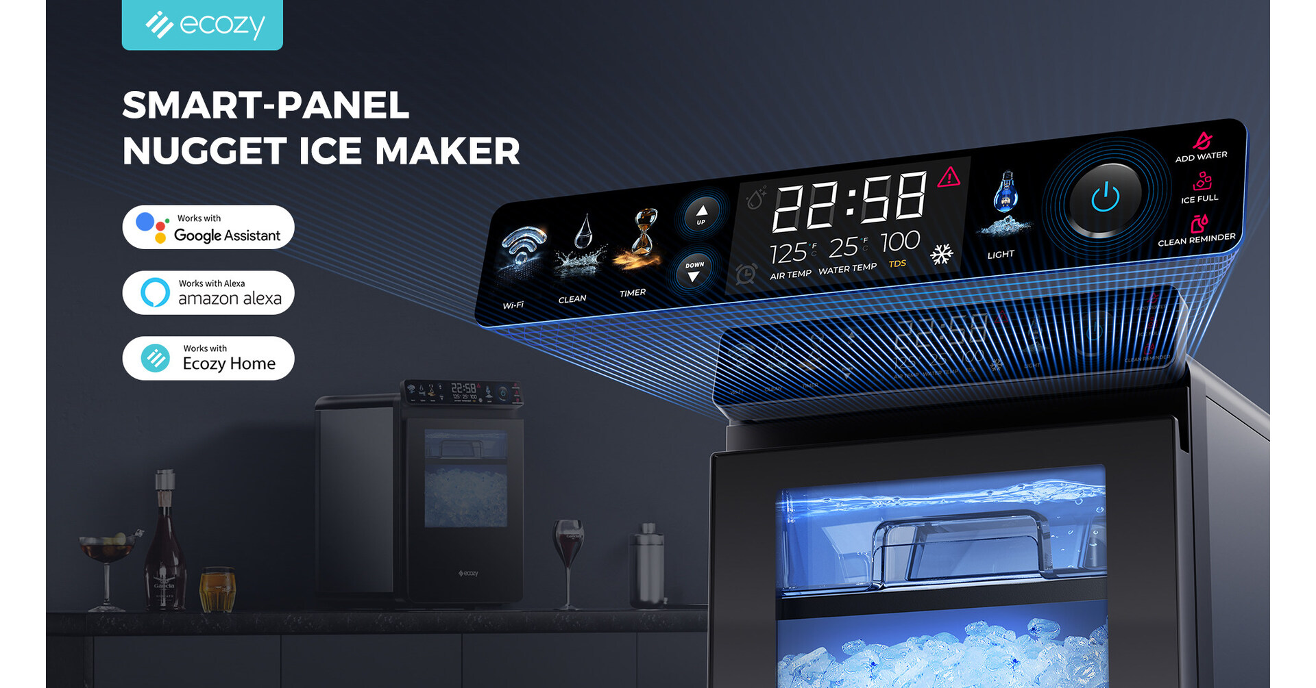 ecozy Launches Smart Nugget Ice Maker with IceLumix Full-Color Panel