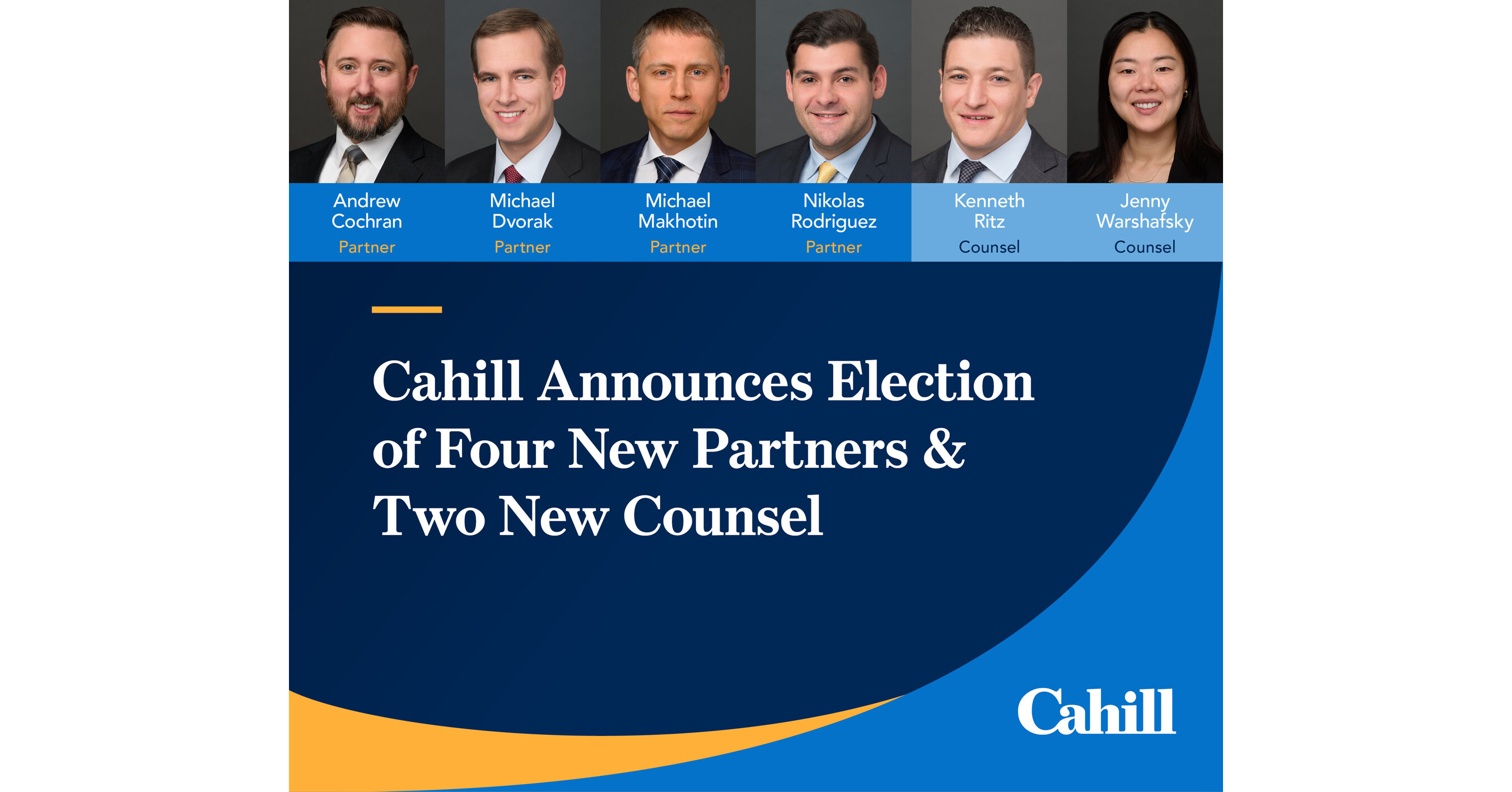 Cahill Announces Election of Four New Partners and Two New Counsel