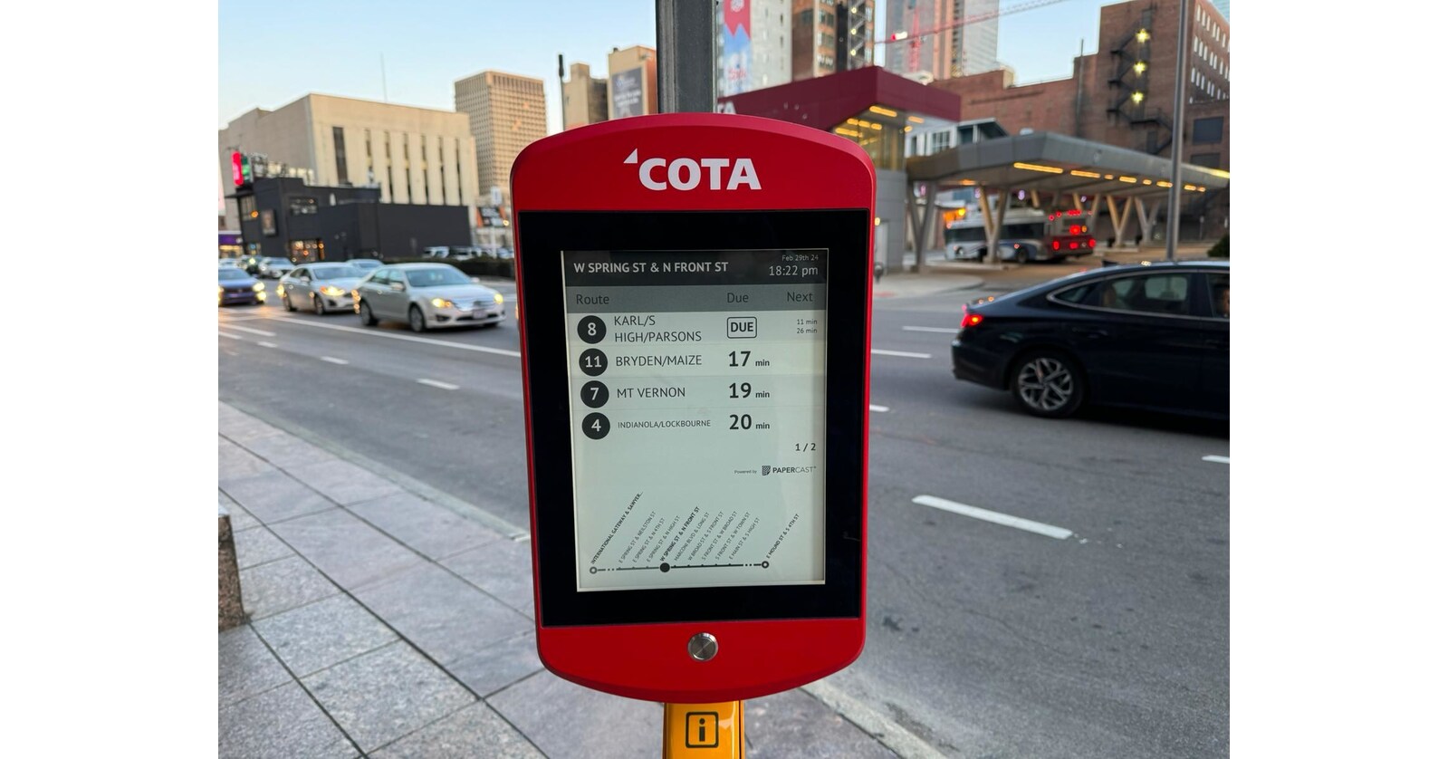One year on: COTA modernises transit stops with Papercast e-paper ...