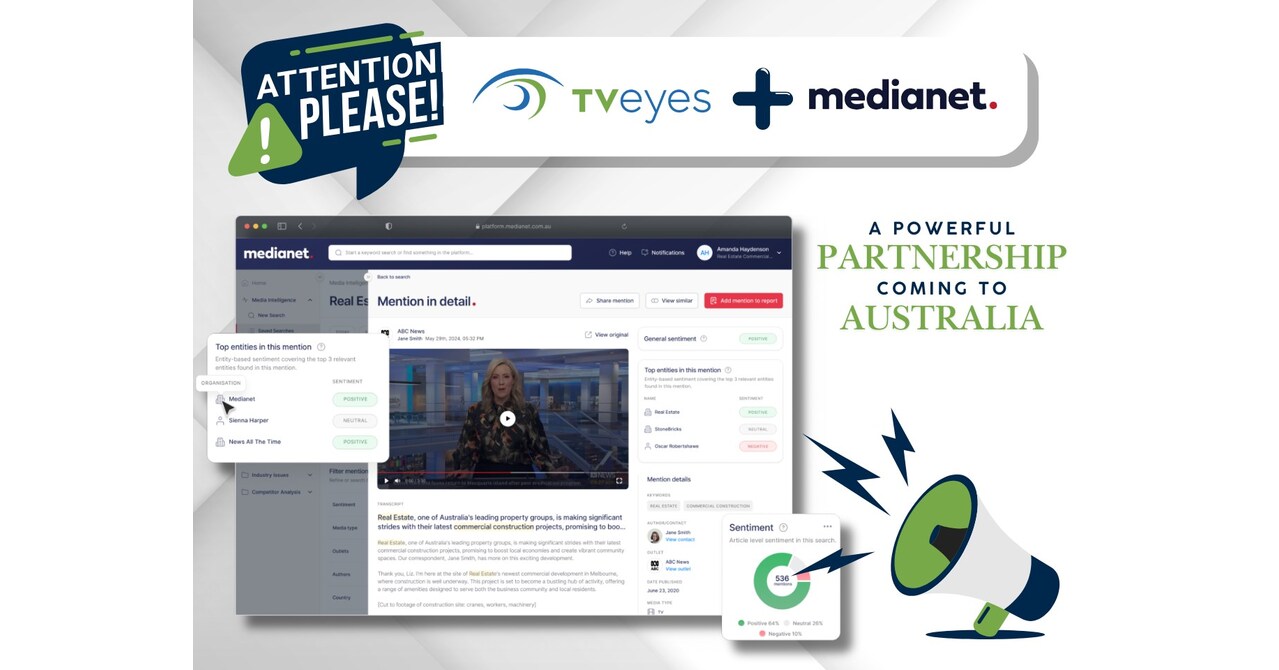 TVEyes and Medianet Announce Data Partnership to Deliver Comprehensive Australian Broadcast ...