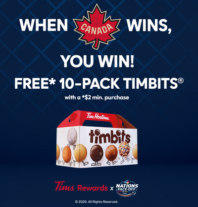 Tim Hortons will give away FREE 10 packs of Timbits® with a minimum $2 ...
