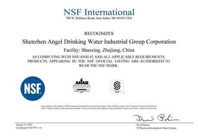 ANGEL J2810 Microfiltration Water Purifier Receives NSF Certification, Boosting Global Expansion