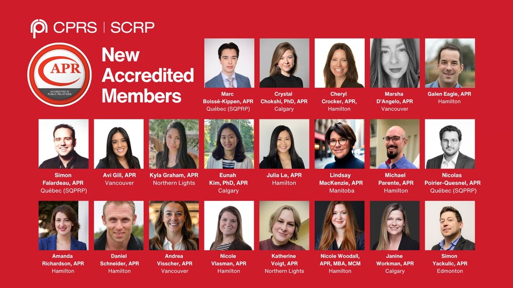 The Canadian Public Relations Society announces 21 new Accredited Members