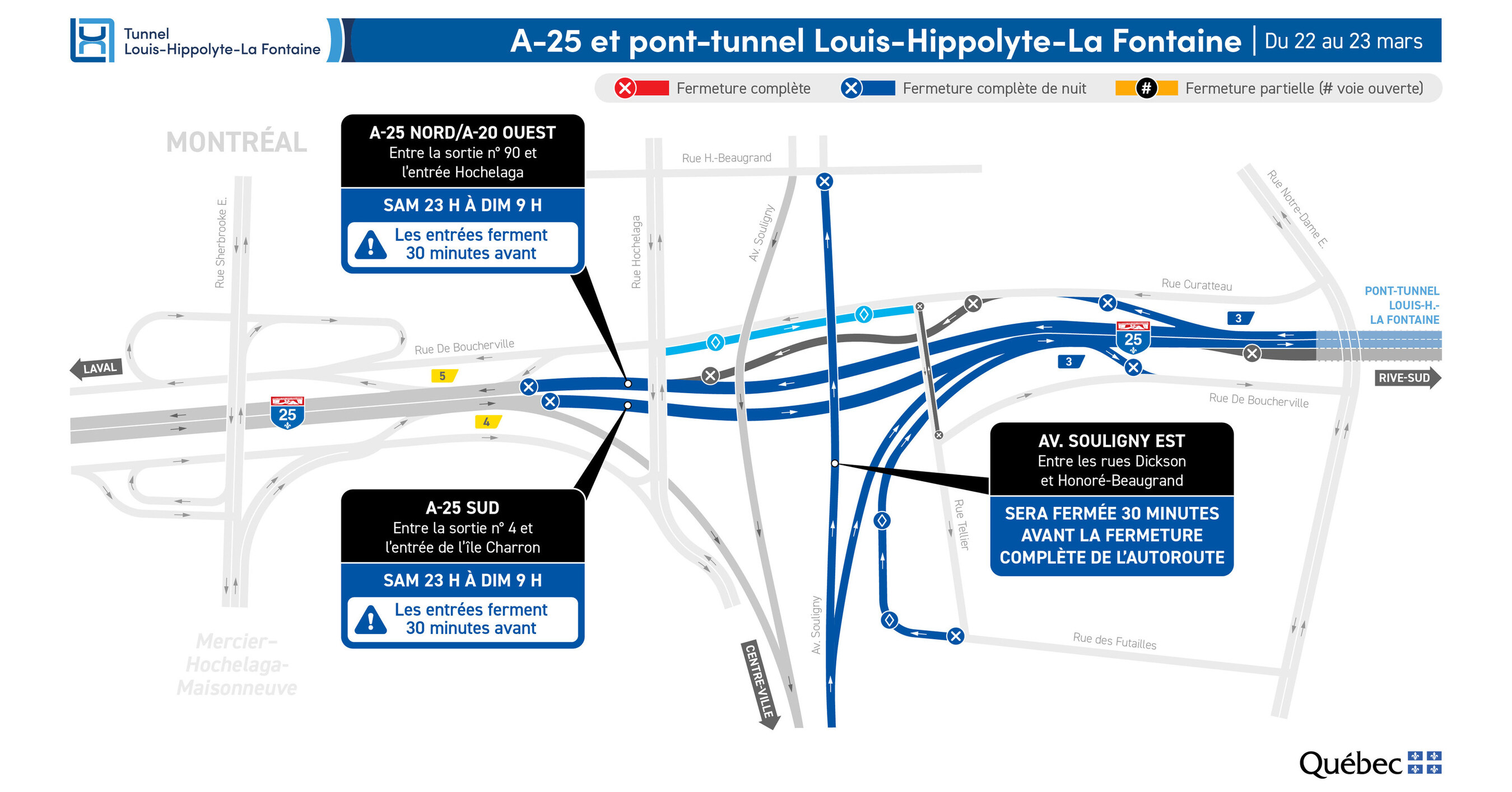 Réfection majeure du tunnel Louis-Hippolyte-La Fontaine - Fermeture ...