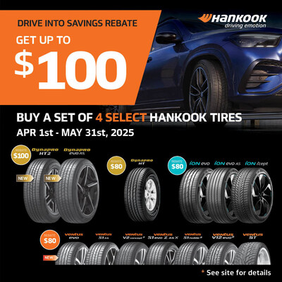 Drive into Savings! Hankook Tire Offers Up to $100 Savings in Spring 2025 Rebate