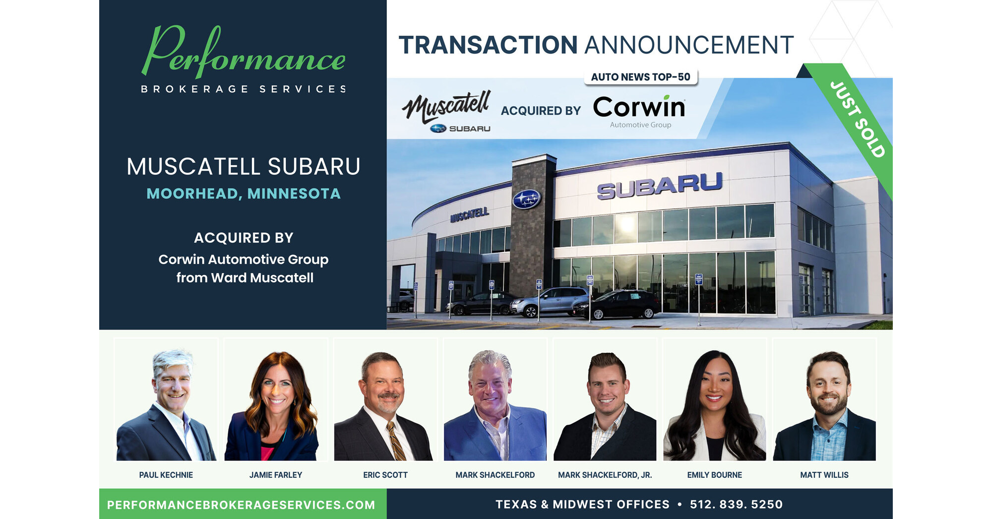Performance Brokerage Services Advises on the Sale of Muscatell Subaru ...