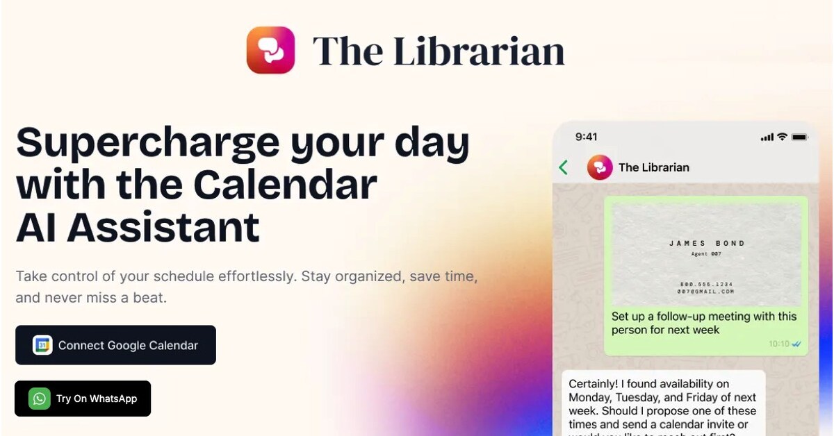 TheLibrarian.io launches a Calendar AI Assistant for Professionals