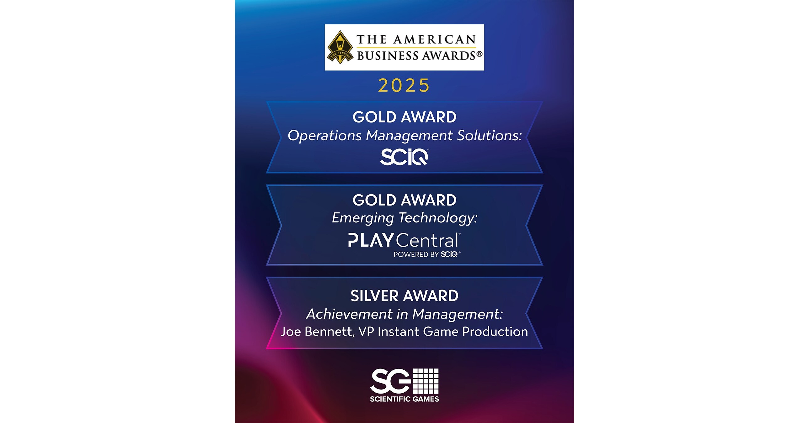 Scientific Games Wins Three 2025 American Business Awards for Lottery ...