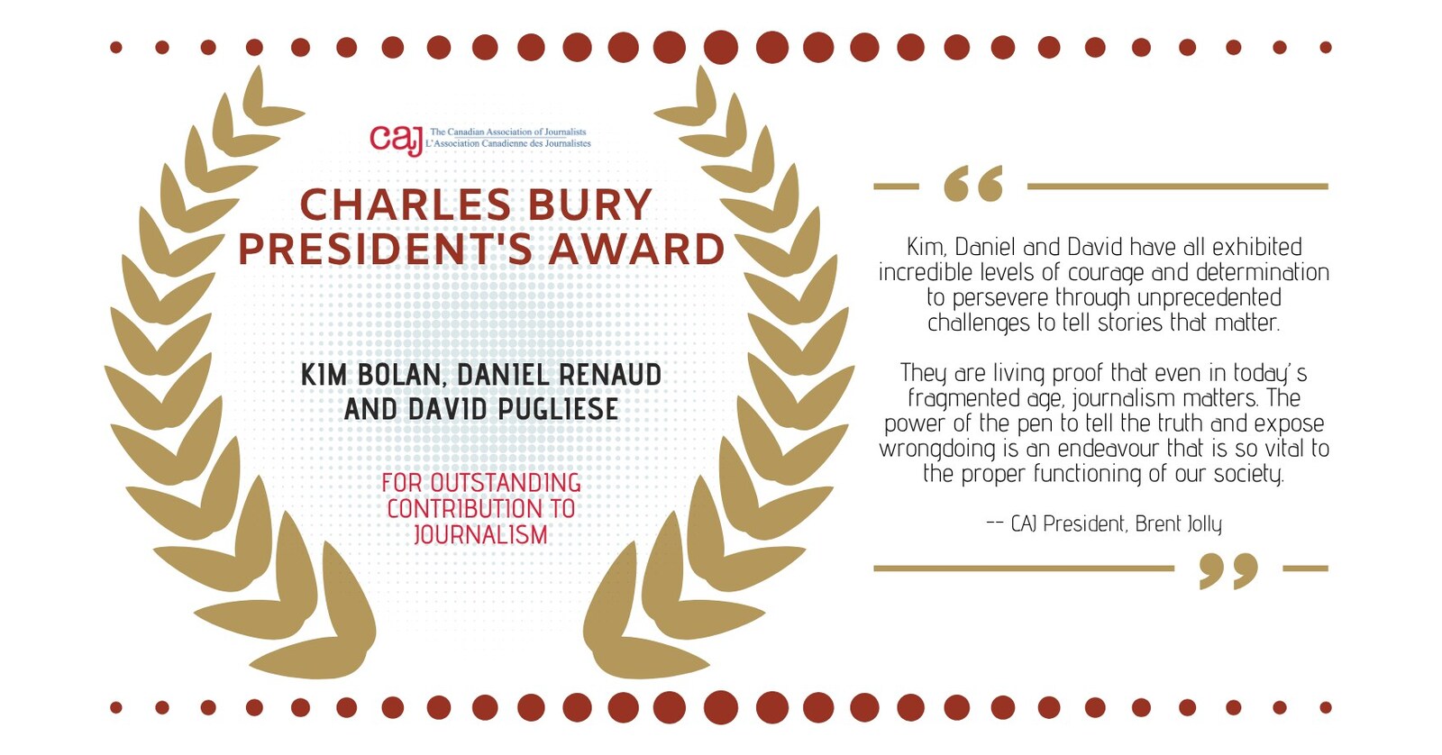 The Canadian Association of Journalists celebrates three journalists ...